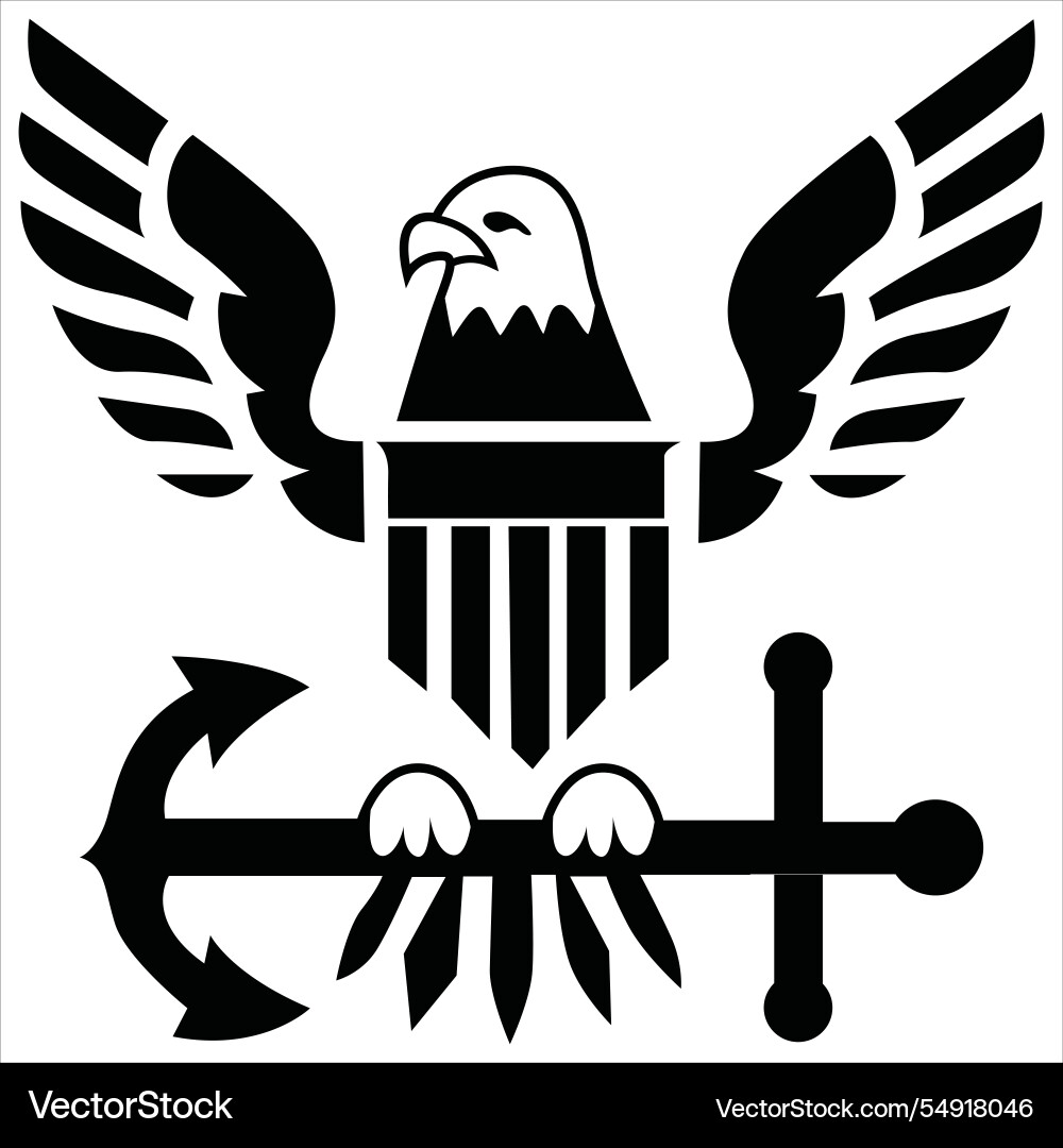 Us navy eagle with anchor Royalty Free Vector Image