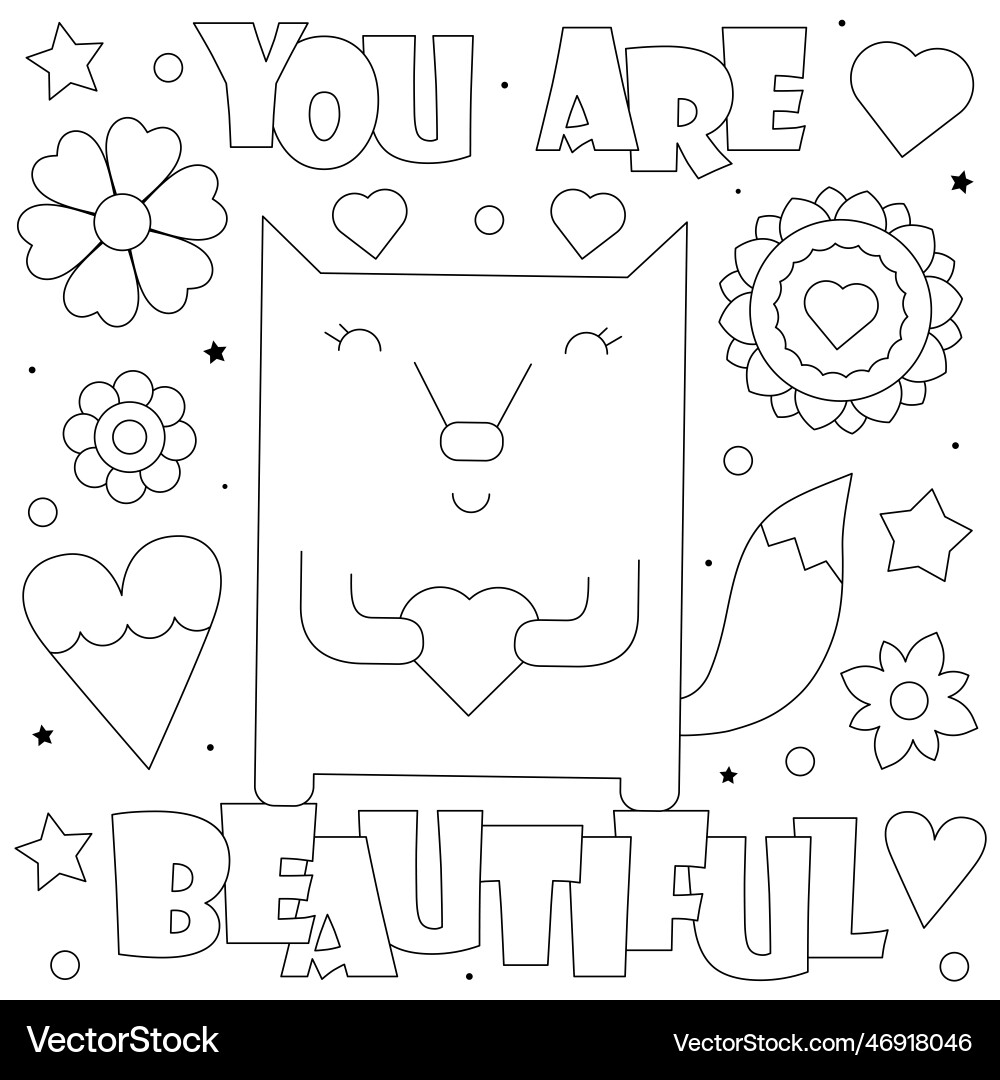 You are beautiful coloring page Royalty Free Vector Image