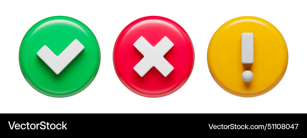 Acceptance rejection and attention symbols Vector Image