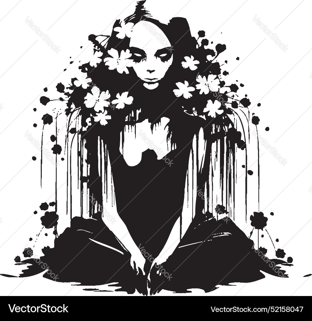 Bewitching blooms beautiful witch icon garden Vector Image