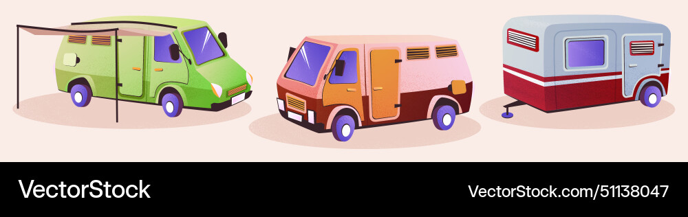 Camper van rv trailer vehicle Royalty Free Vector Image