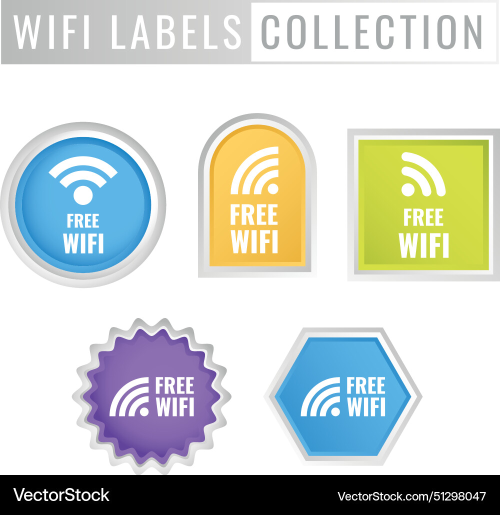 Collection of wifi label Royalty Free Vector Image