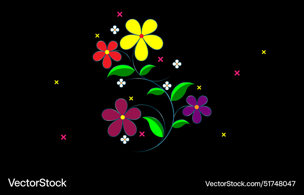 Colorful flower in black background Royalty Free Vector