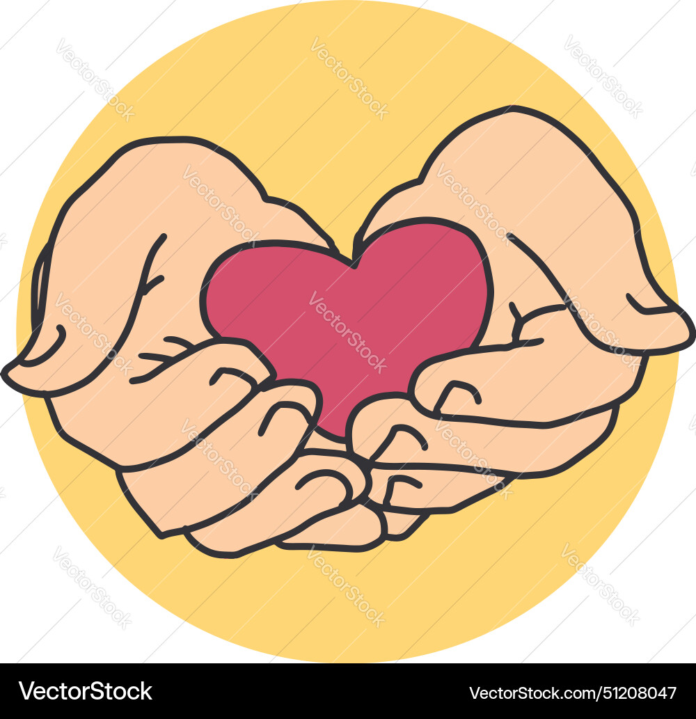 Compassionate gesture hand offering a heart Vector Image