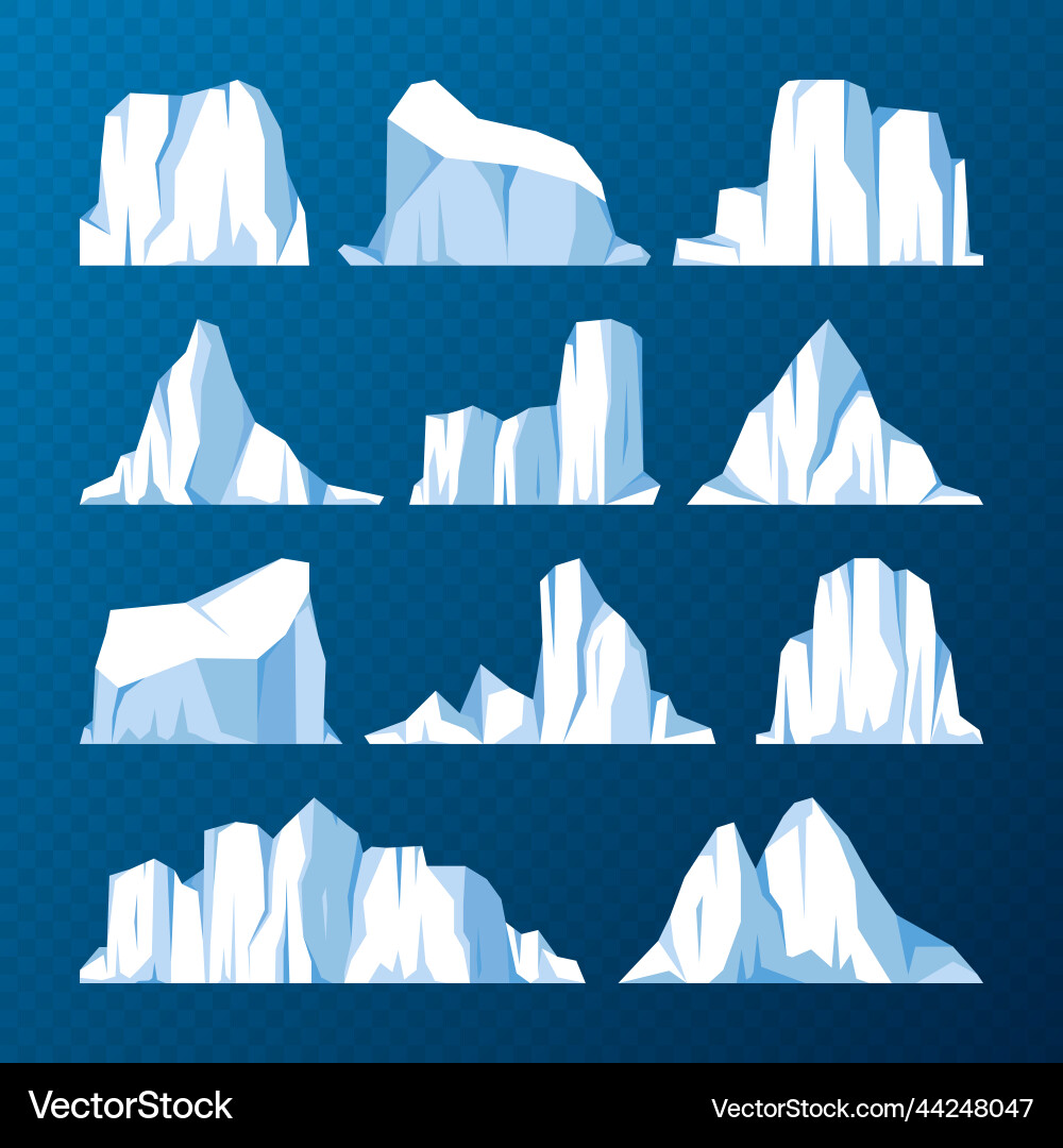 Floating icebergs collection drifting arctic Vector Image