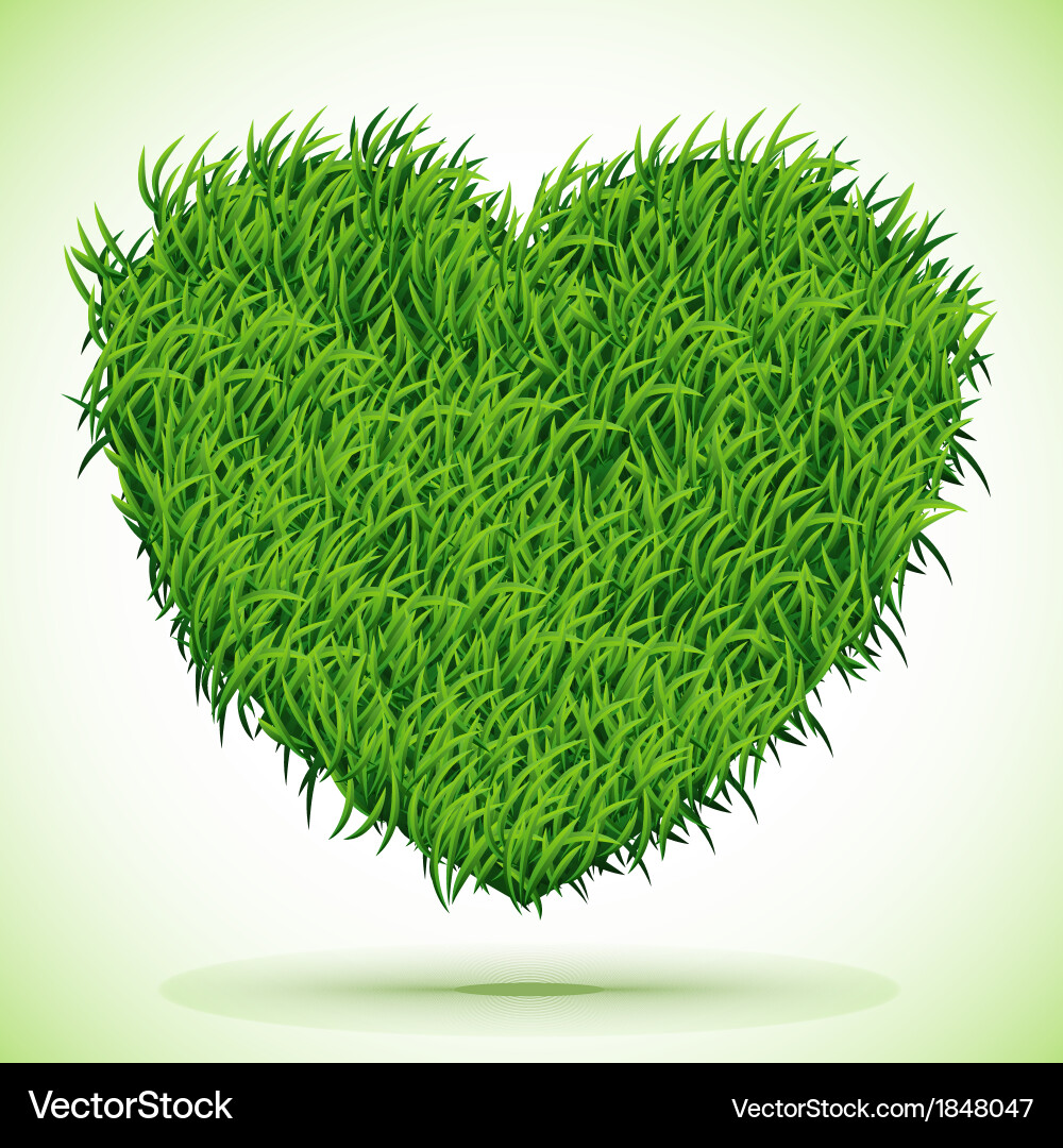 Heart green grass Royalty Free Vector Image - VectorStock