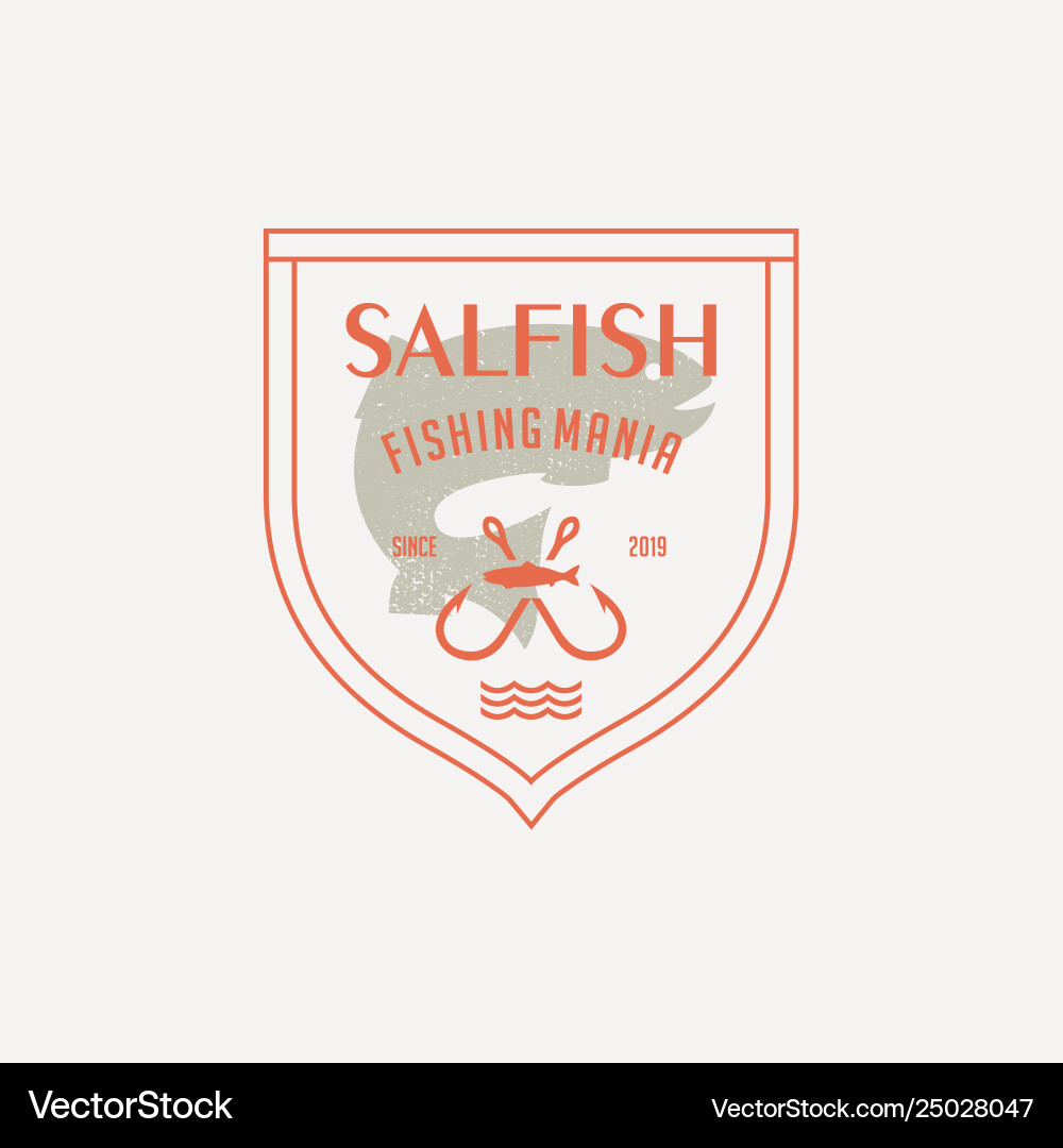 Lachs Fisch Logo Meeresfrüchte Etikett Badge Vektorbild