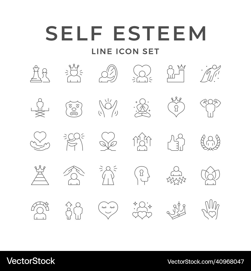Self-Esteem Line Icons Royalty Free Vector Image