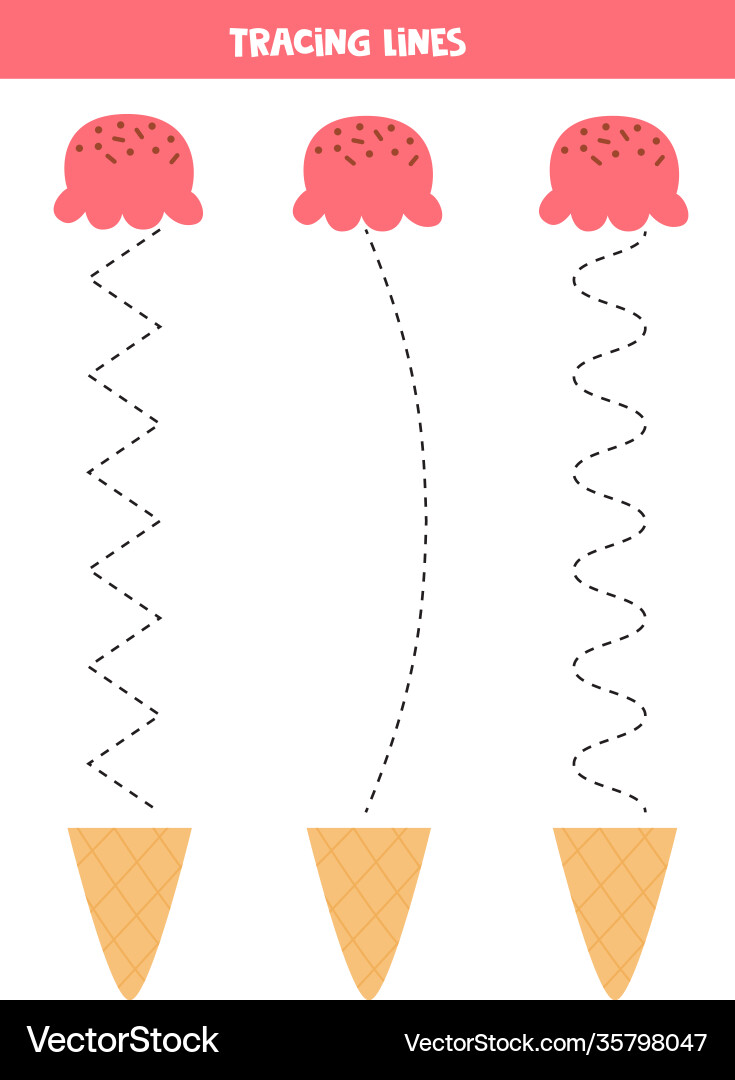 Trace lines between ice cream cone and waffle Vector Image