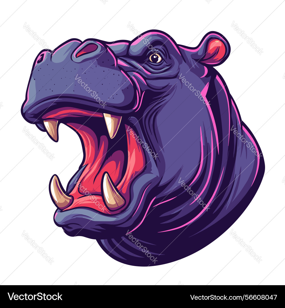 Unique design of a roaring hippo head Royalty Free Vector