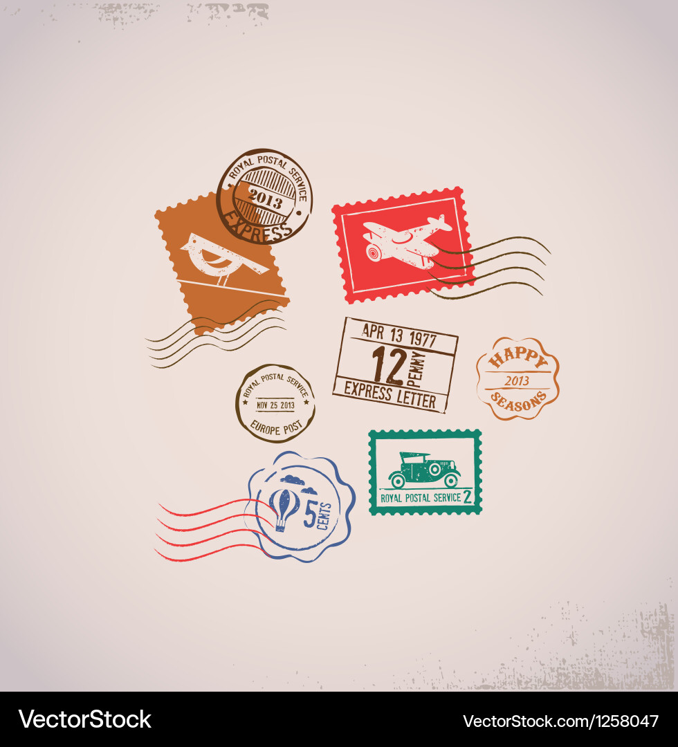 Vintage Rubber Stamps Background – Royalty-Free Vector | VectorStock