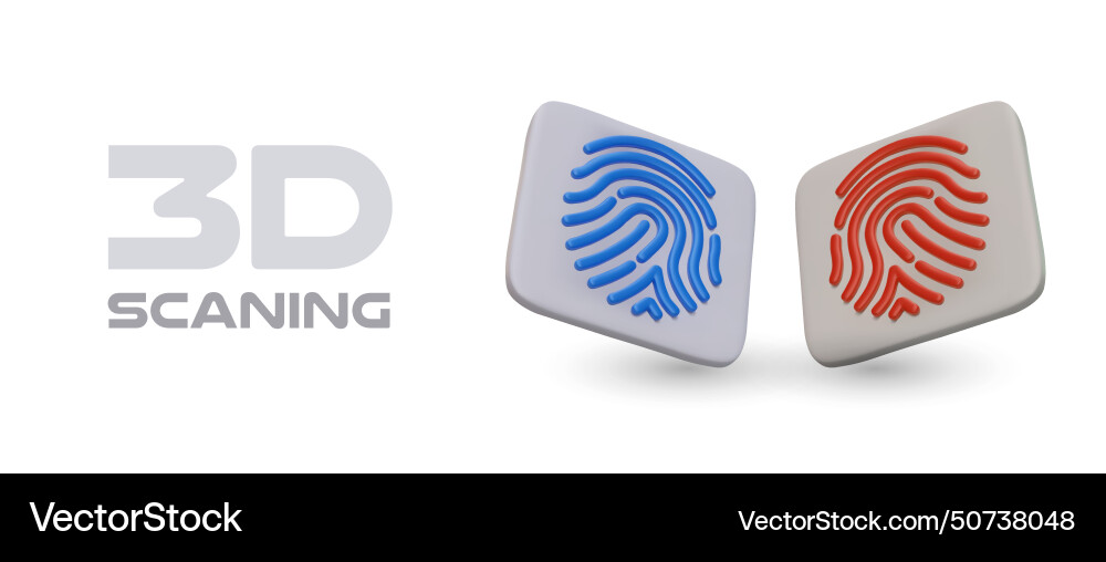3d scanning blue and red fingerprints Royalty Free Vector
