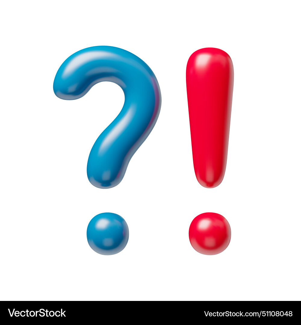 Blue question and red exclamation signs realistic Vector Image