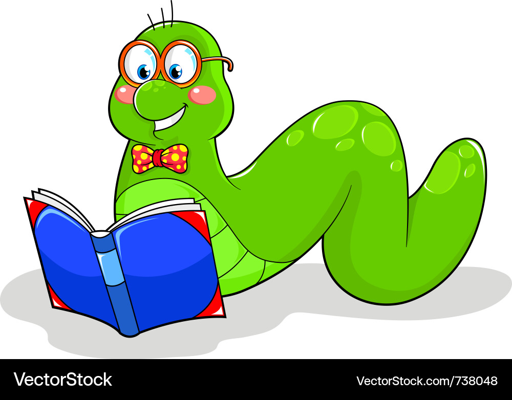 Cartoon Bookworm Reading Royalty Free Vector Image