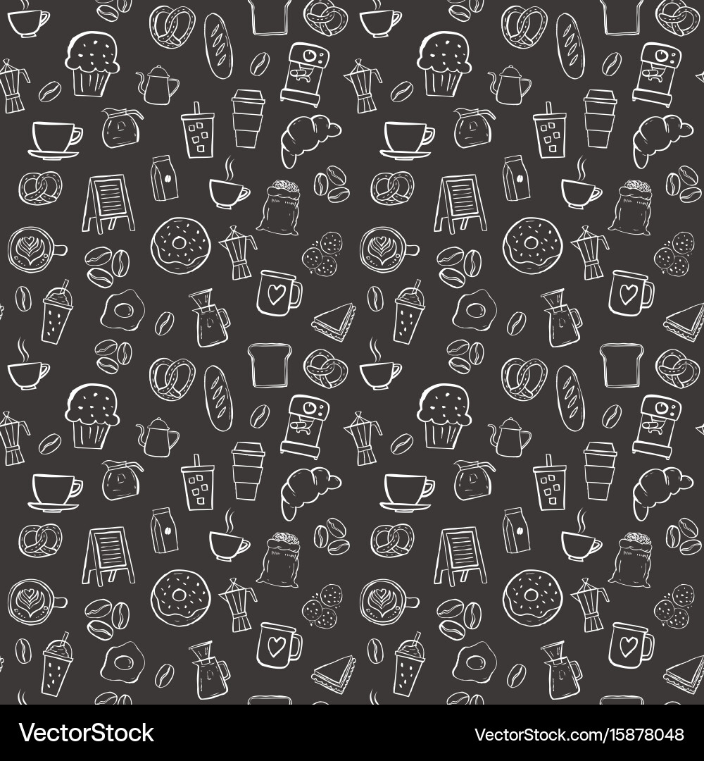Coffee shop seamless pattern background set Vector Image