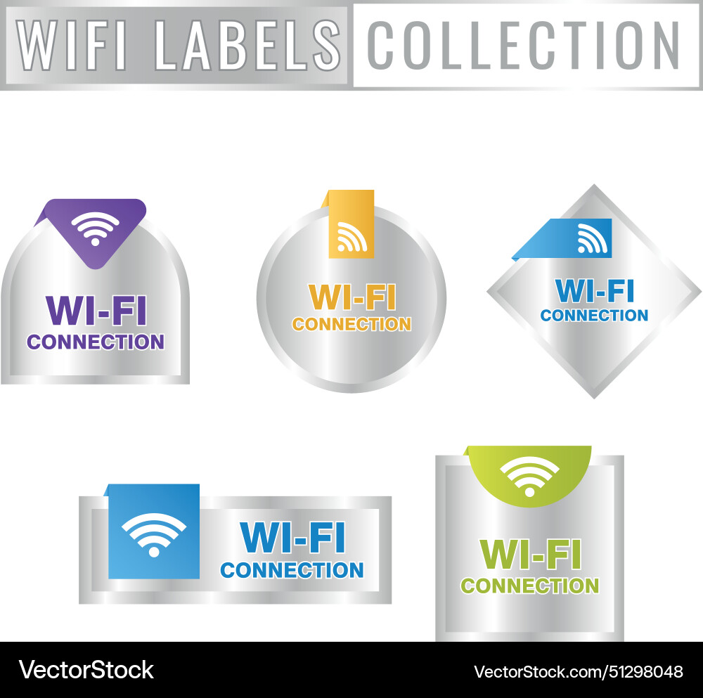 Collection of wifi label Royalty Free Vector Image
