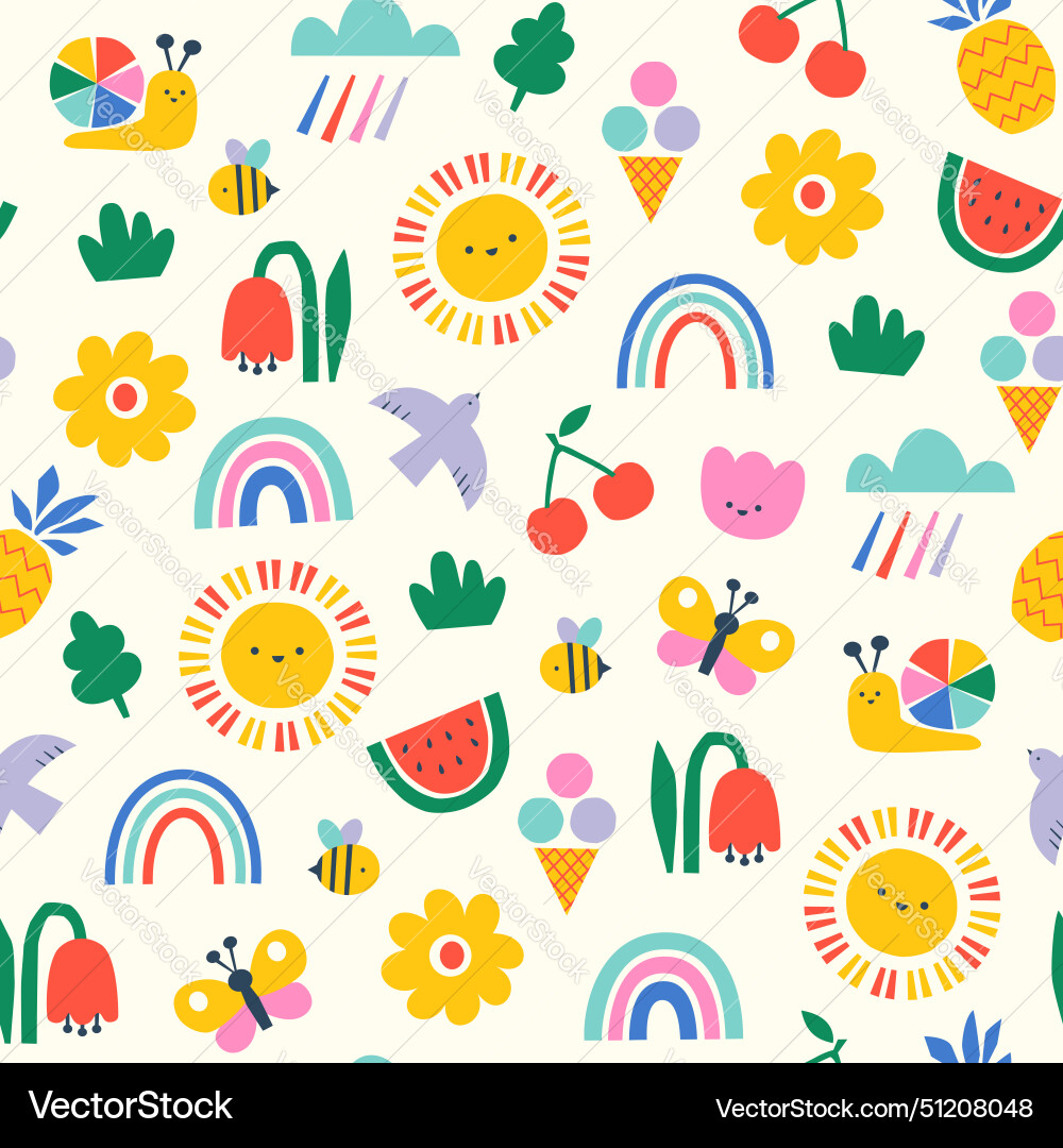 Cute summer pattern in rainbow colors Royalty Free Vector