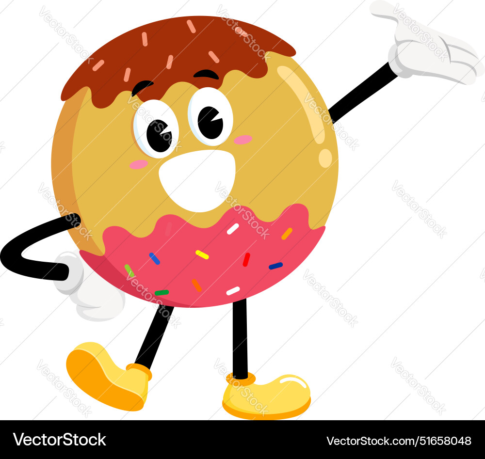 Funny donut retro cartoon character Royalty Free Vector