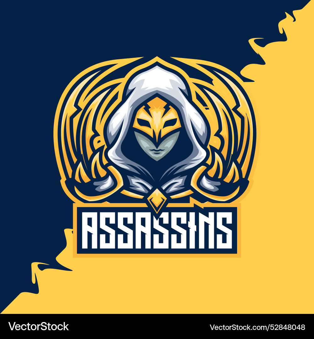 Logo assassins e- sport and style Royalty Free Vector Image