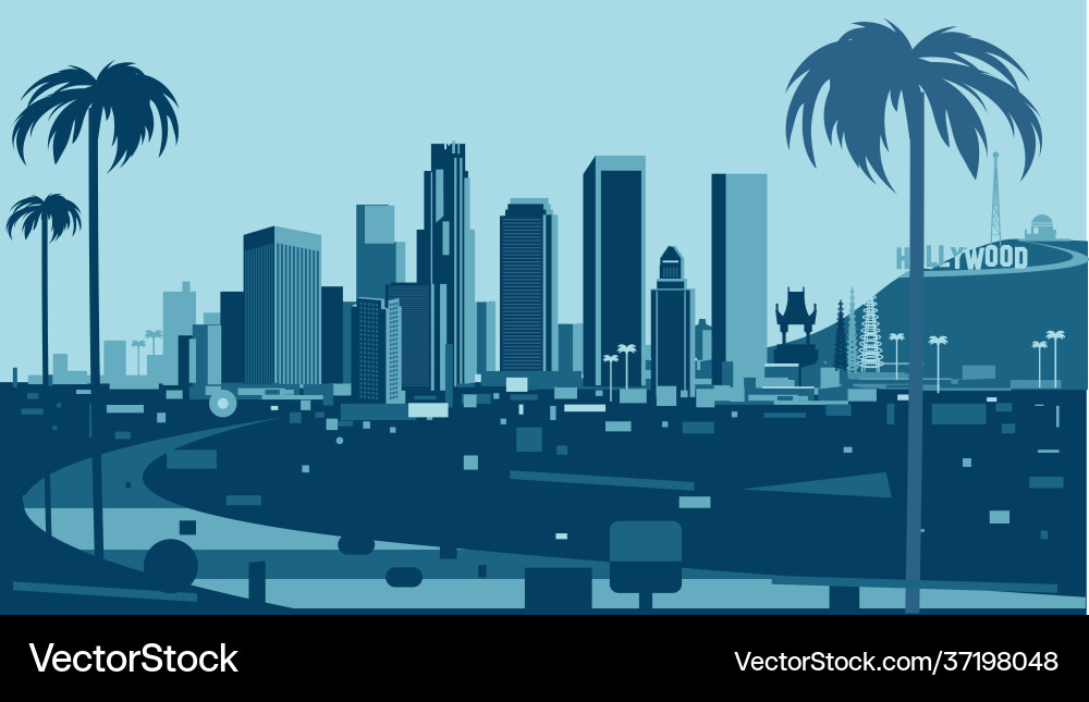 Los angeles california skyline Royalty Free Vector Image