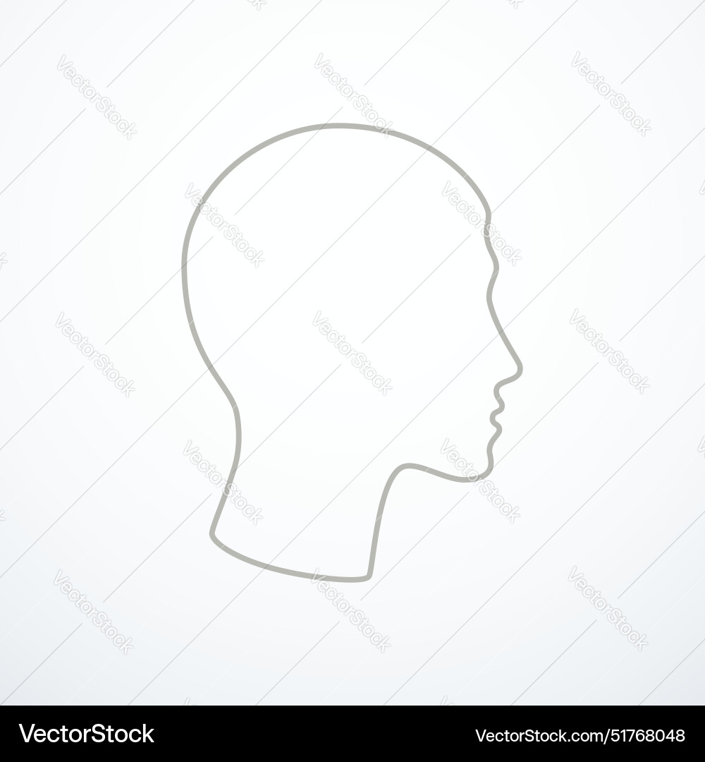 Man head silhouette line icon Royalty Free Vector Image