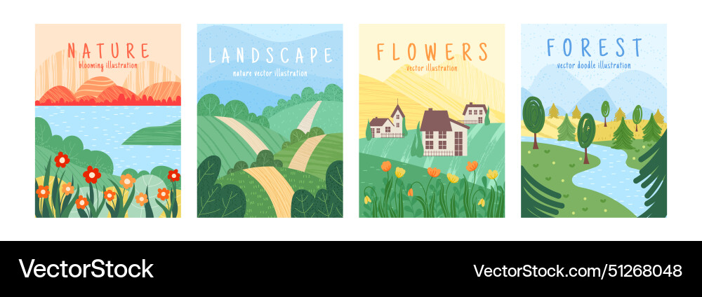 Nature landscape flower mountain background Vector Image