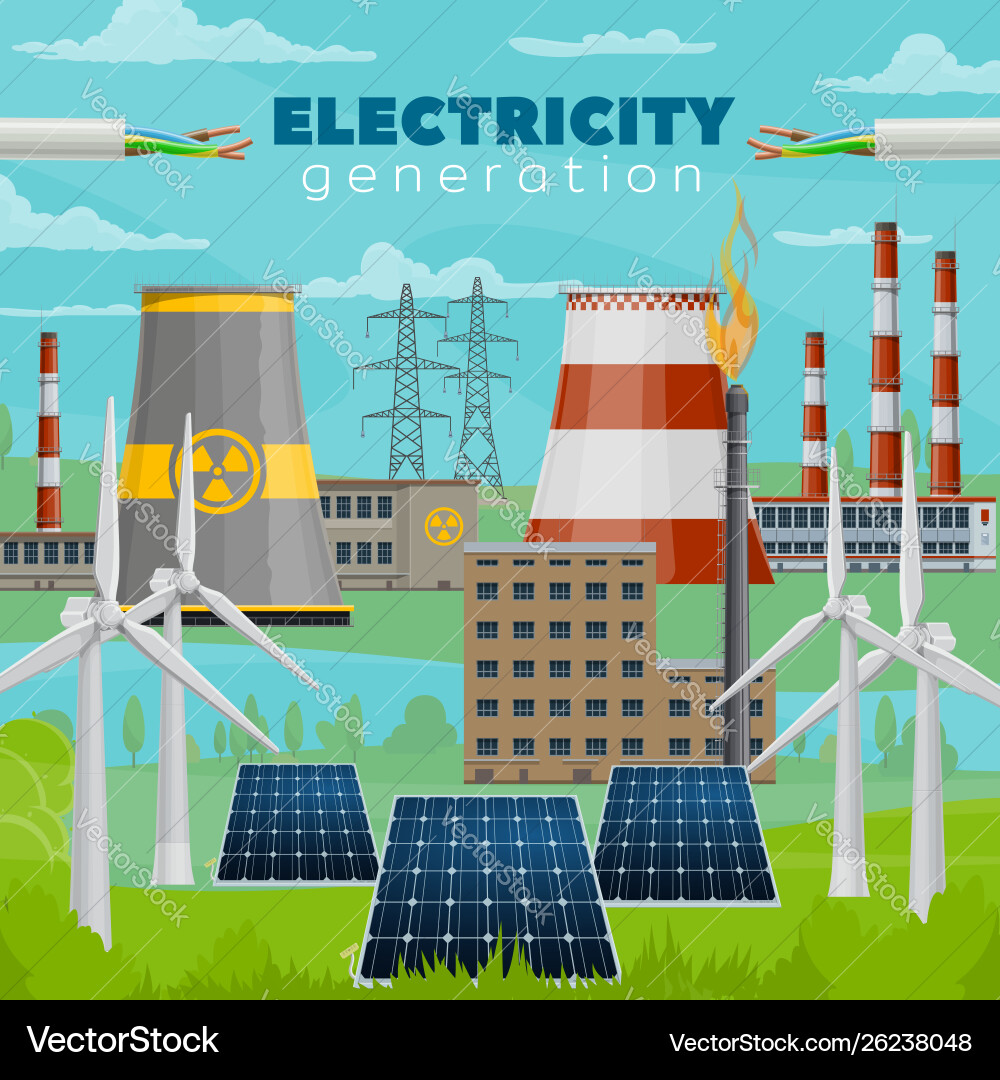 Renewable Energy Power Plants Royalty Free Vector Image