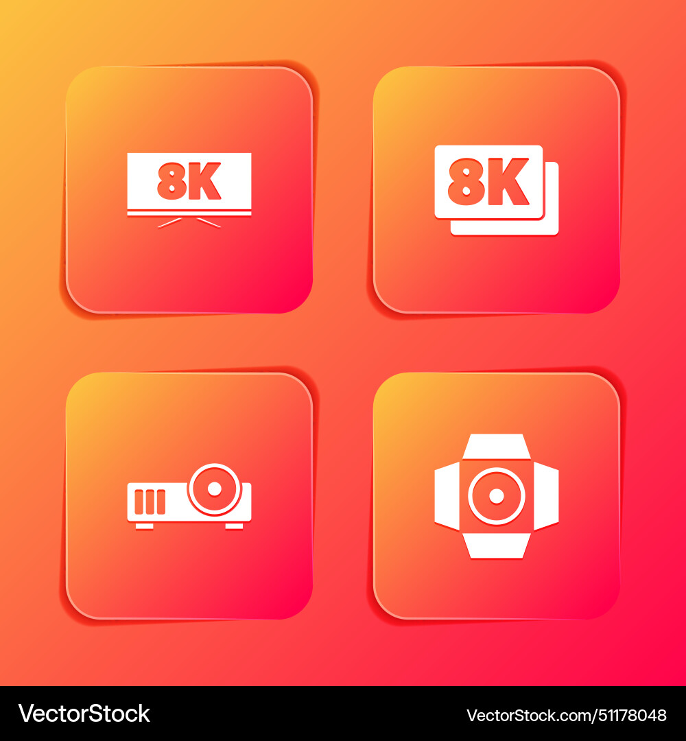 Set screen tv with 8k ultra hd media projector Vector Image