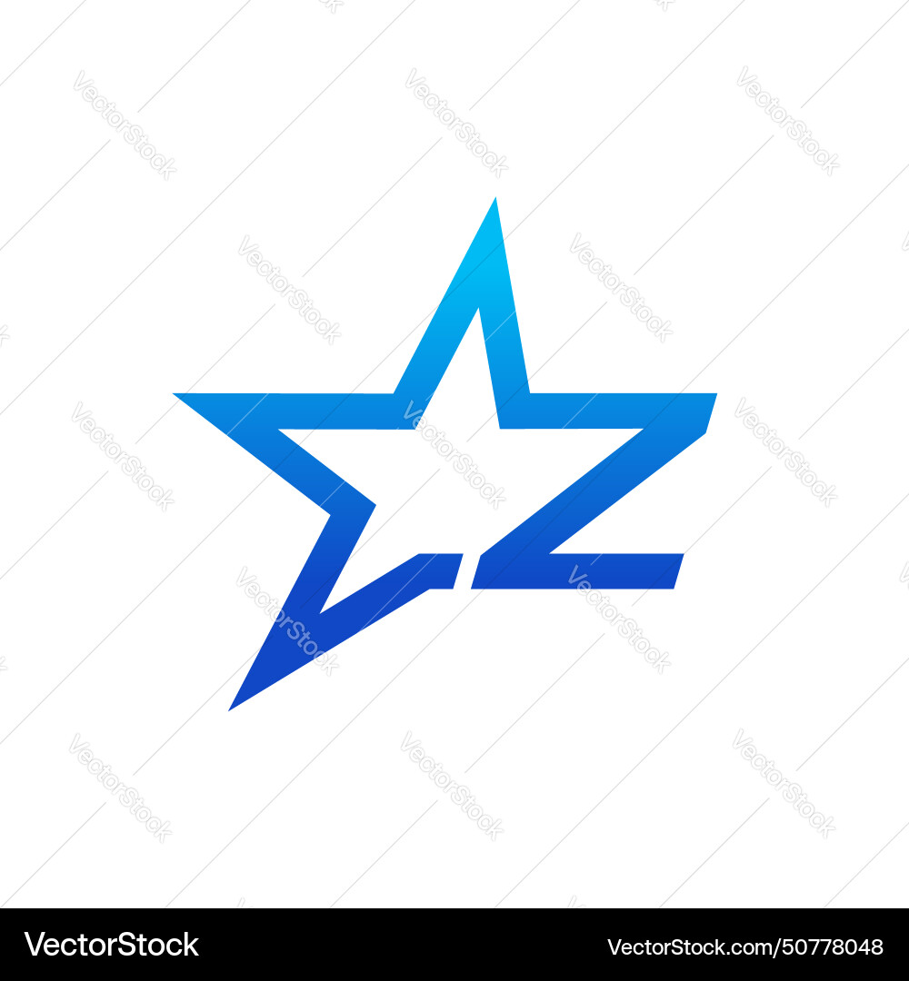 Stylist initial z blue star logo Royalty Free Vector Image