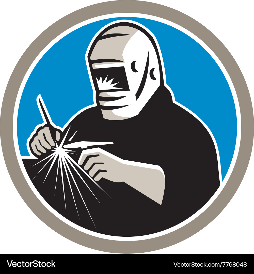 Tig welder welding circle retro Royalty Free Vector Image