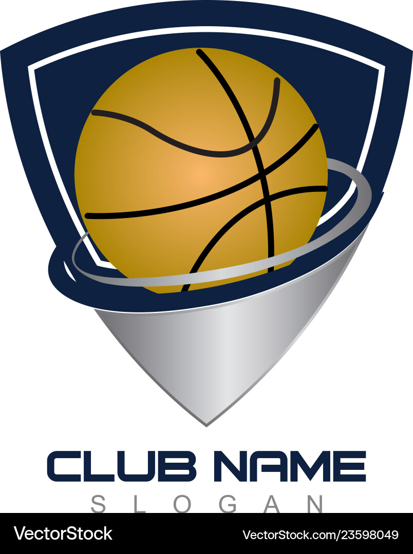 Basketball ball shield Royalty Free Vector Image