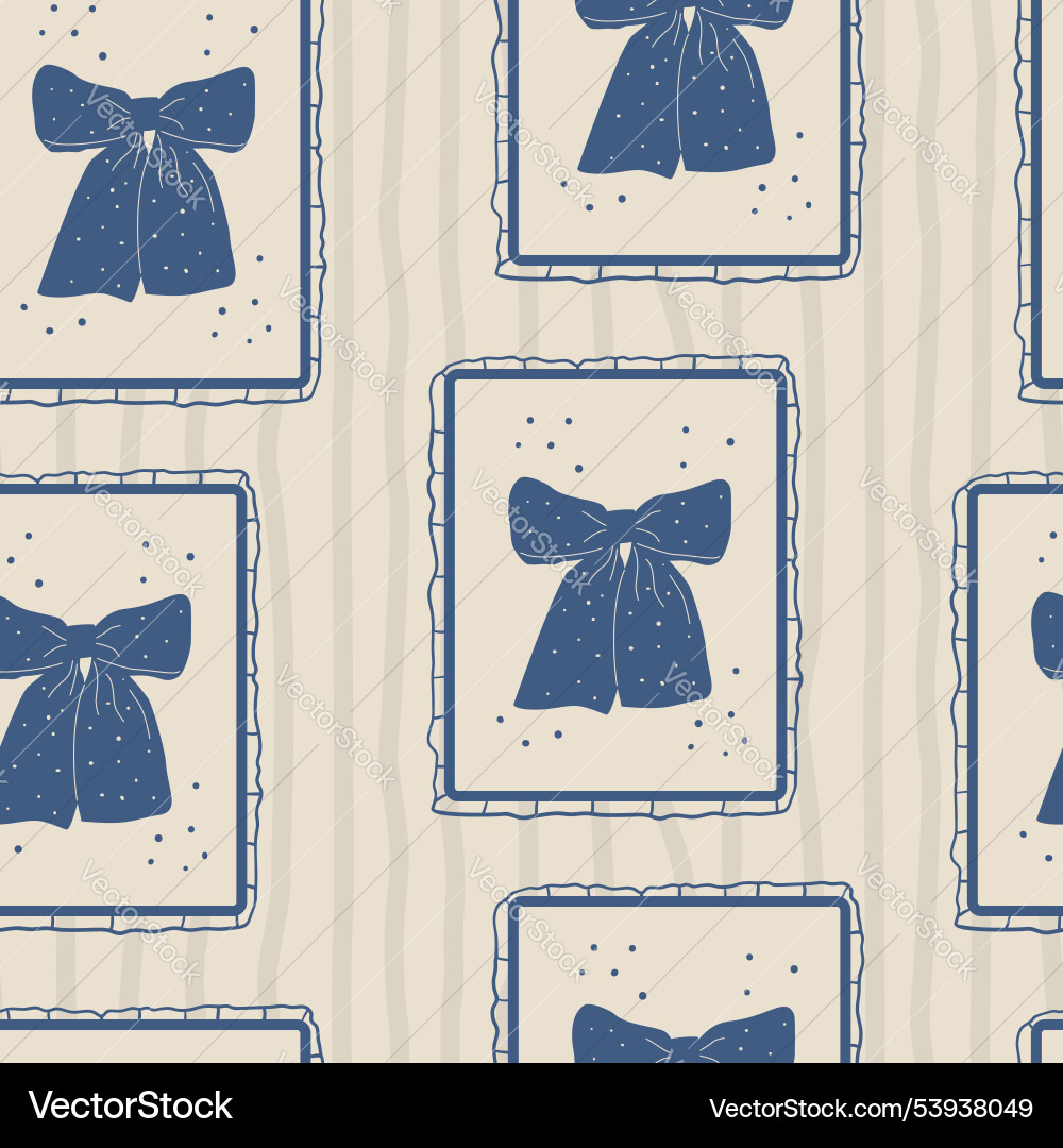 Bow seamless pattern retro frames with bowknot Vector Image