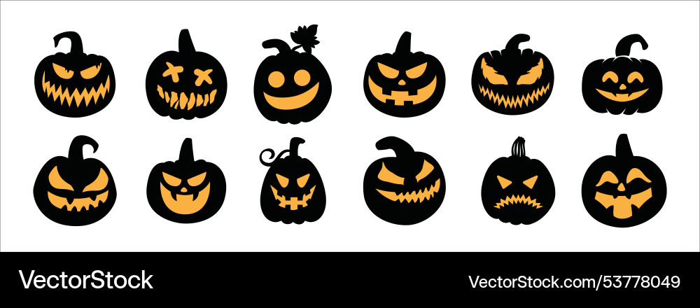 Halloween pumpkin head collection Royalty Free Vector Image