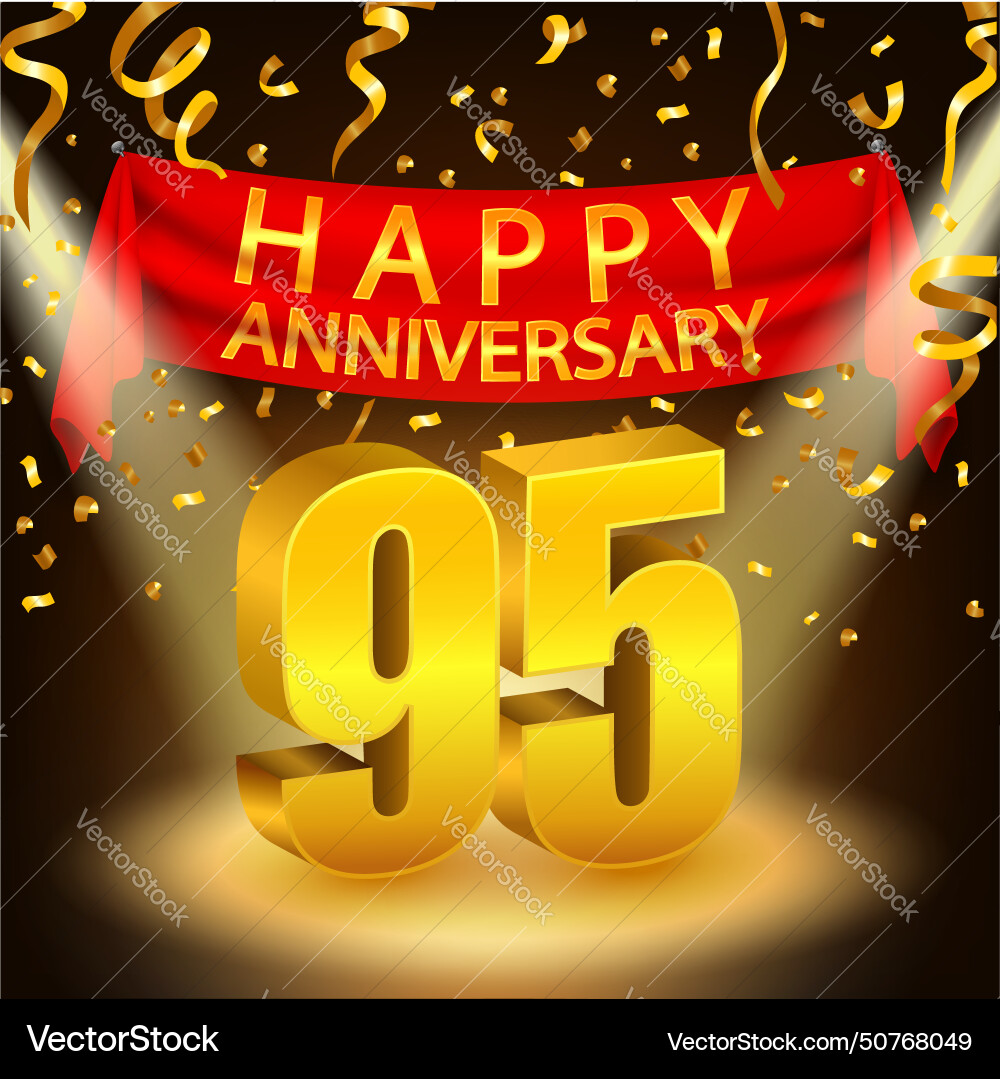 Happy 95th anniversary celebration with golden Vector Image