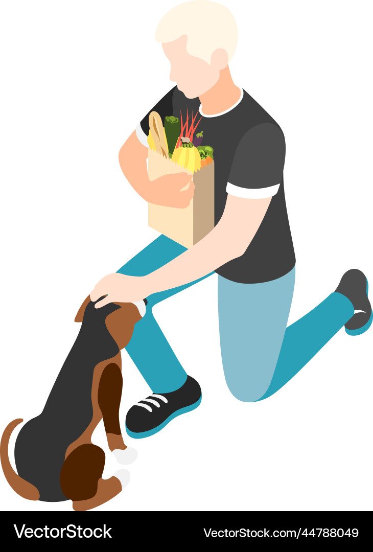 Isometric man dog Royalty Free Vector Image - VectorStock