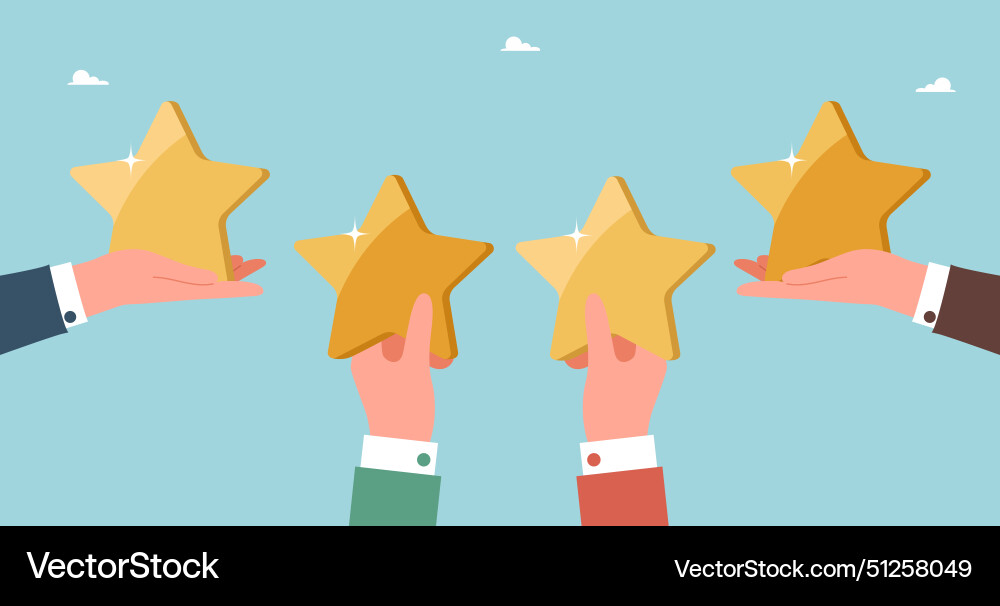 Large hands holds stars Royalty Free Vector Image