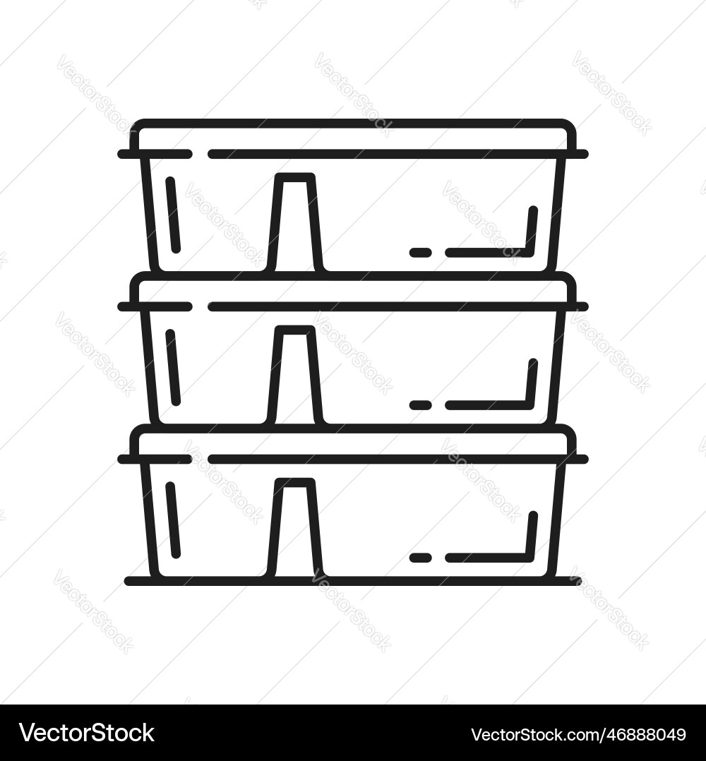 Plastic food containers with lids set outline icon