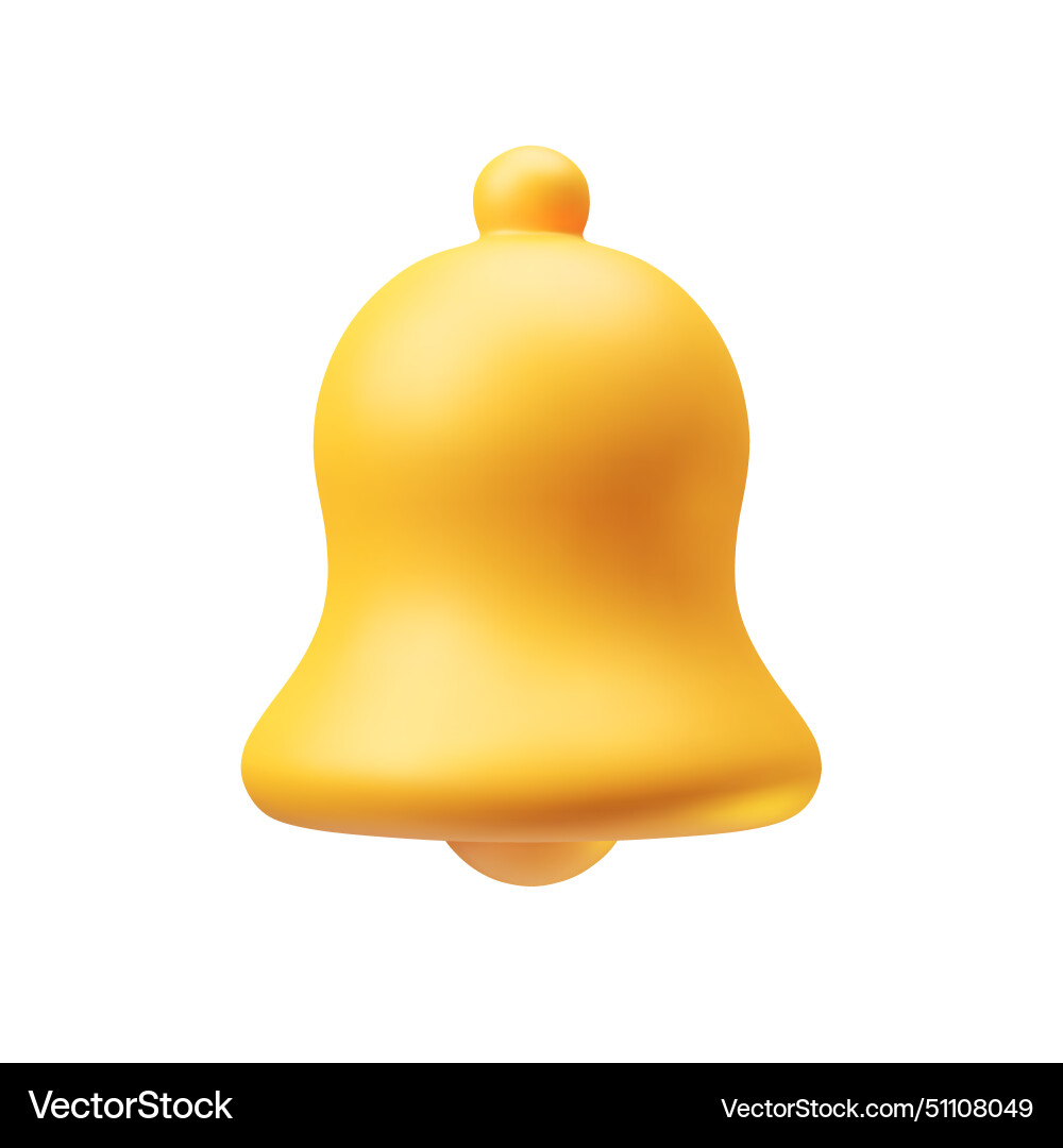 Plastic yellow hand bell icon 3d realistic on Vector Image