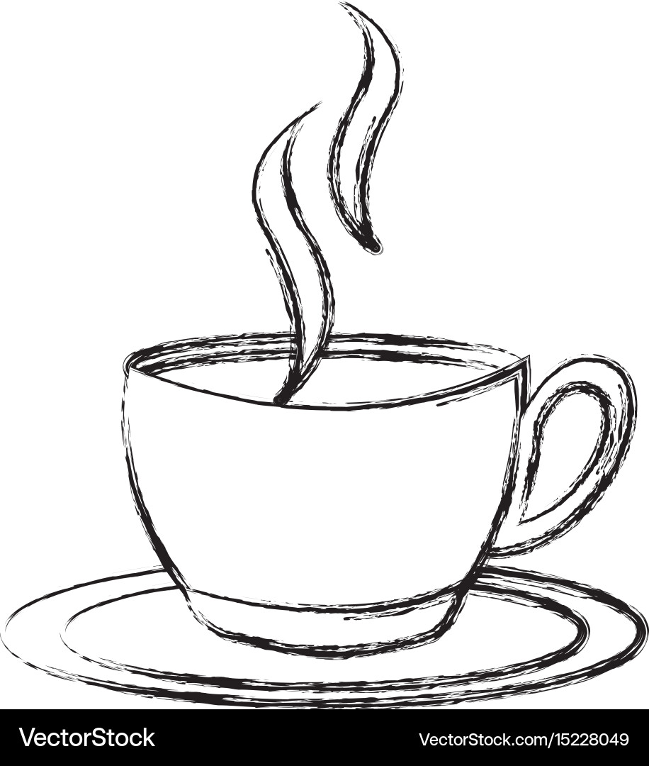 Sketch draw coffee cup cartoon Royalty Free Vector Image