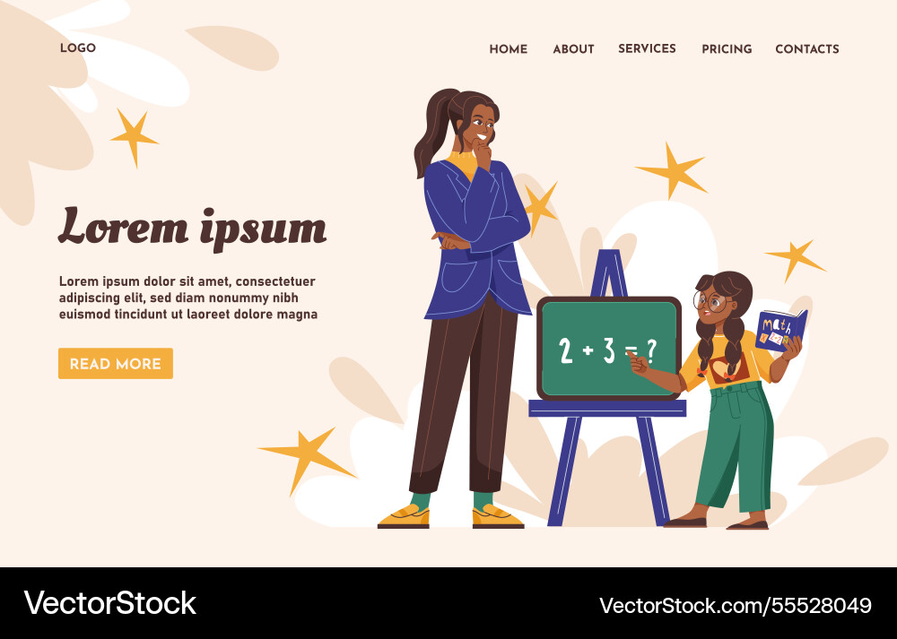 Teacher and student solving math problem on Vector Image