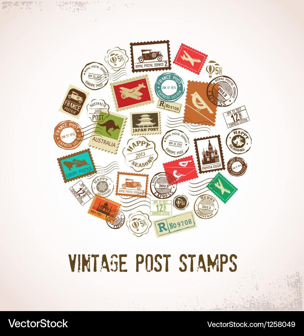 Vintage Rubber Stamps Background Royalty Free Vector Image