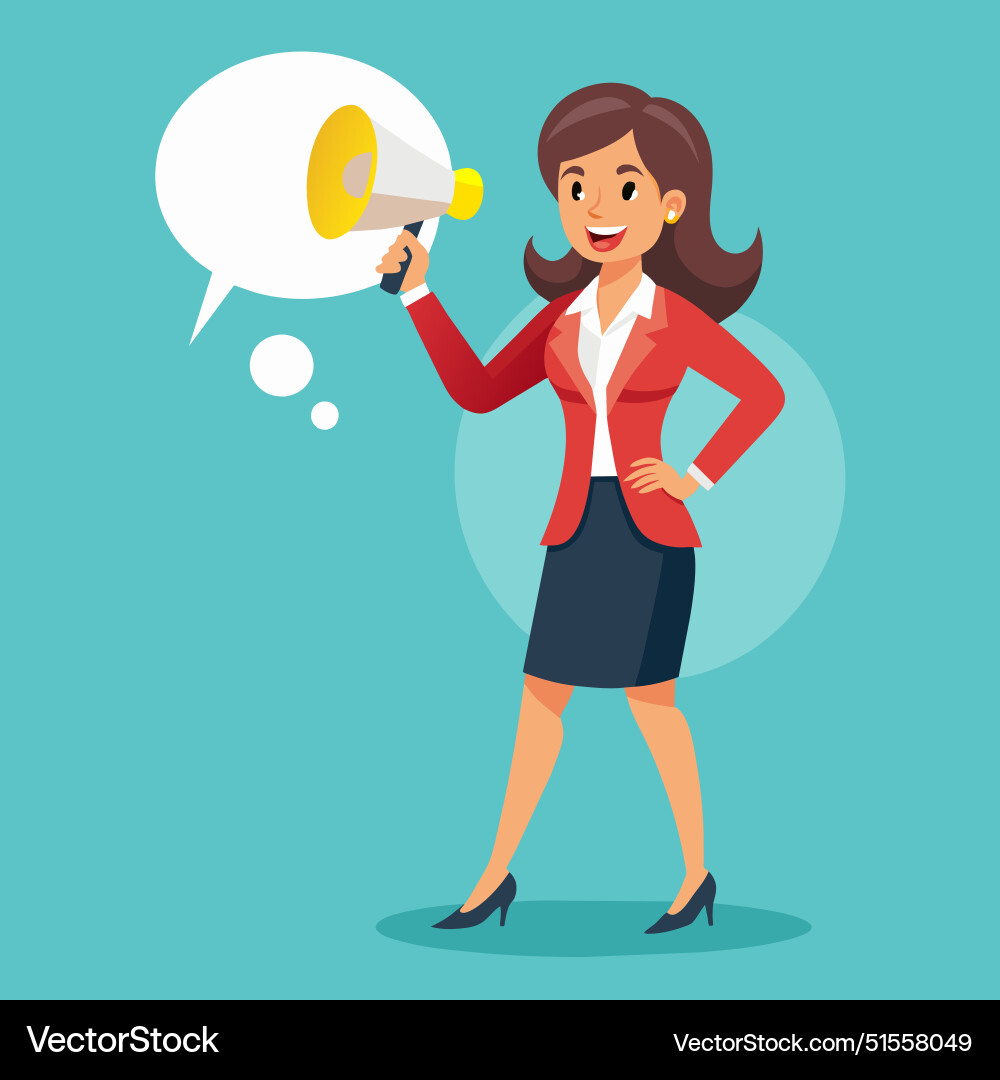 Woman speak out or up to communicate Royalty Free Vector