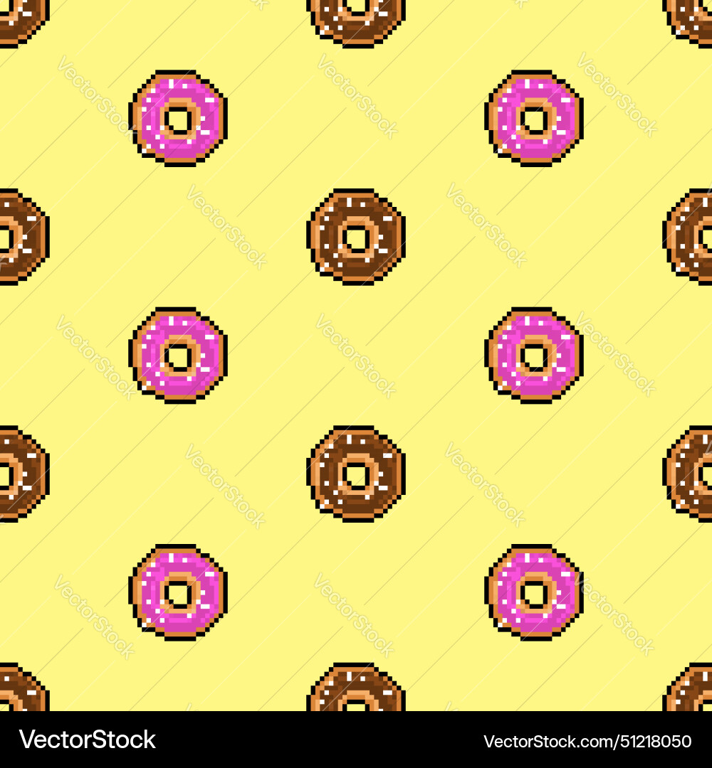 Donut pixel art pattern seamless pixelated Vector Image