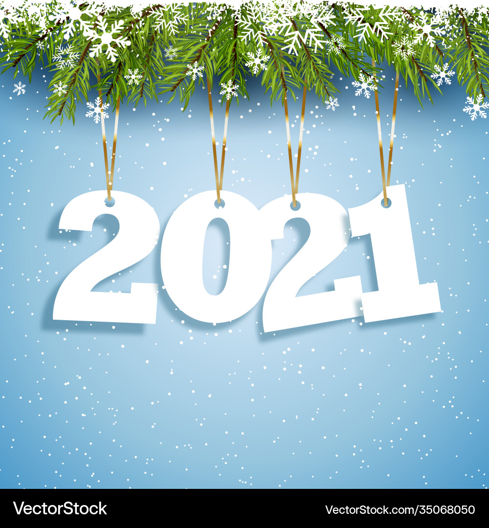 Happy new year background with hanging numbers Vector Image