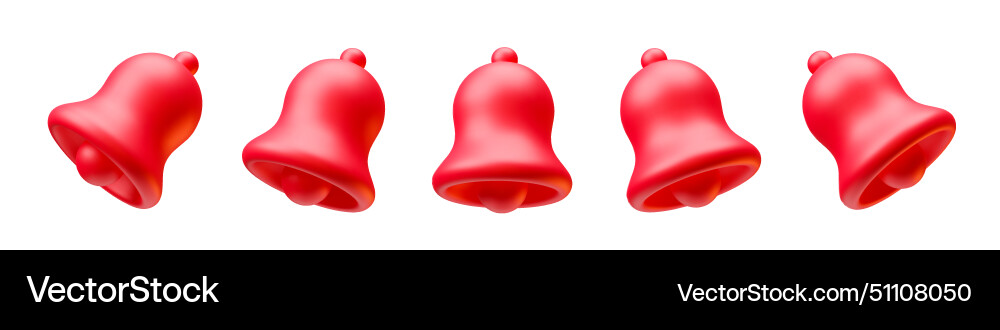 Red notification bells ringing icons 3d realistic Vector Image
