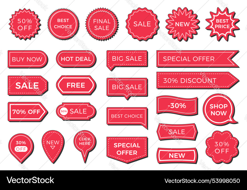 Red price tags Royalty Free Vector Image - VectorStock