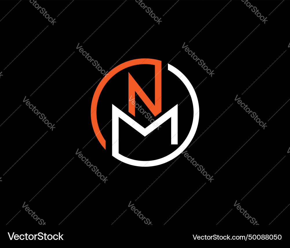 Simple red rounded initial letter nm logo design Vector Image