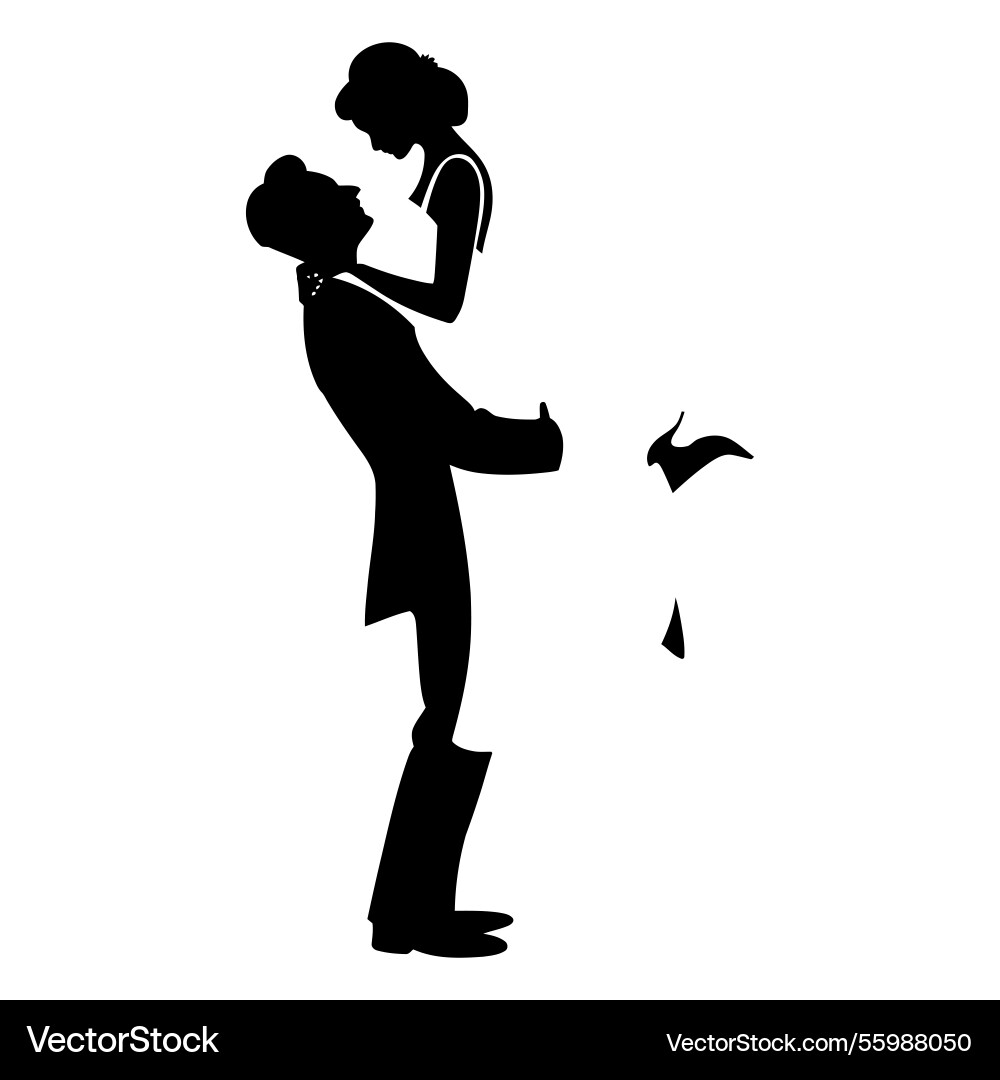 Wedding mr and mrs silhouette Royalty Free Vector Image