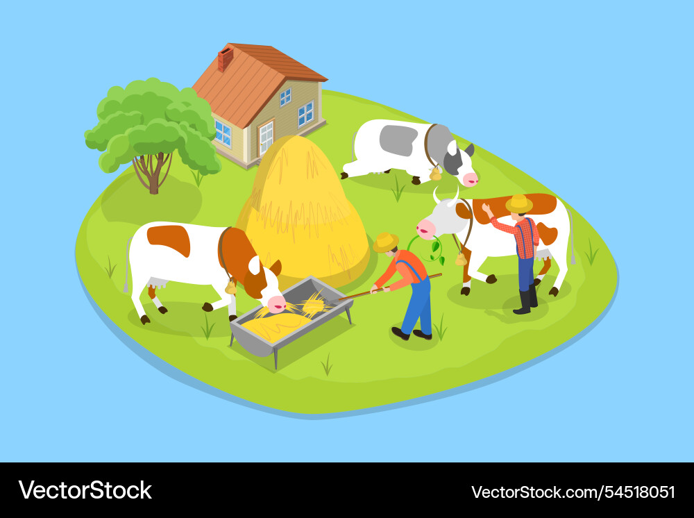 3d isometric flat of rural Royalty Free Vector Image