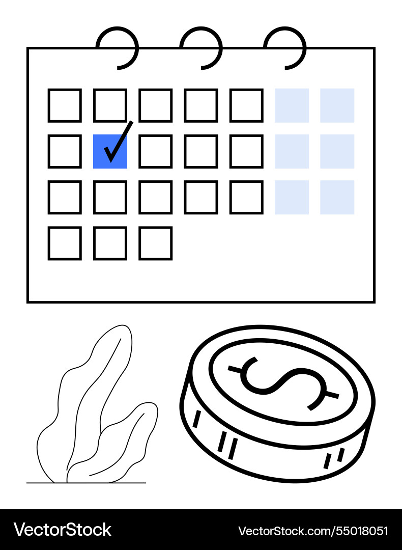 Calendar with checkmark and dollar coin symbol Vector Image